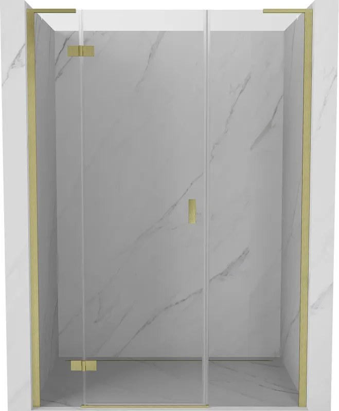 Mexen Mist-H L, 1-křídlé sprchové dveře levé 140 cm, čiré sklo, zlatý matný profil, 8A5L-140-001-55-00-L