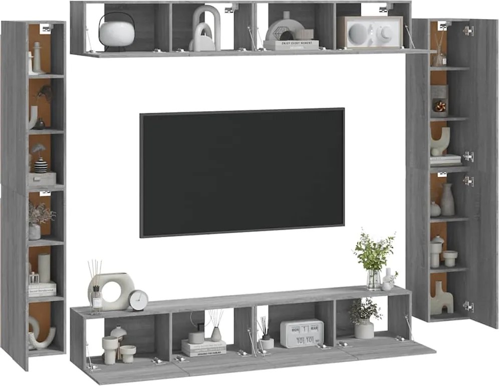 8dílný set TV skříněk šedý sonoma kompozitní dřevo 3114300