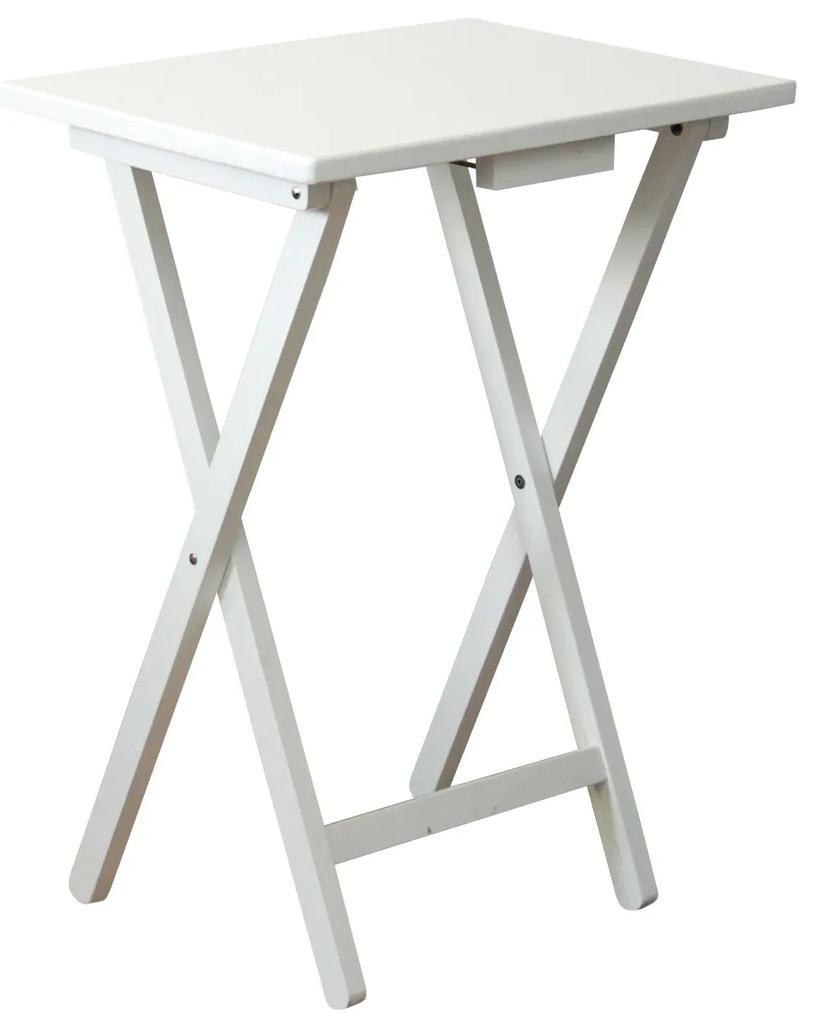 Skládací stolek dřevěný, bílá