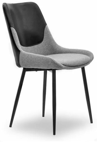 design4life Jídelní židle GOTA černá eko kůže, šedá tkanina