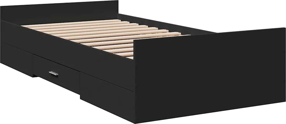 Rám postele se zásuvkami černý 75 x 190 cm kompozitní dřevo 3280350