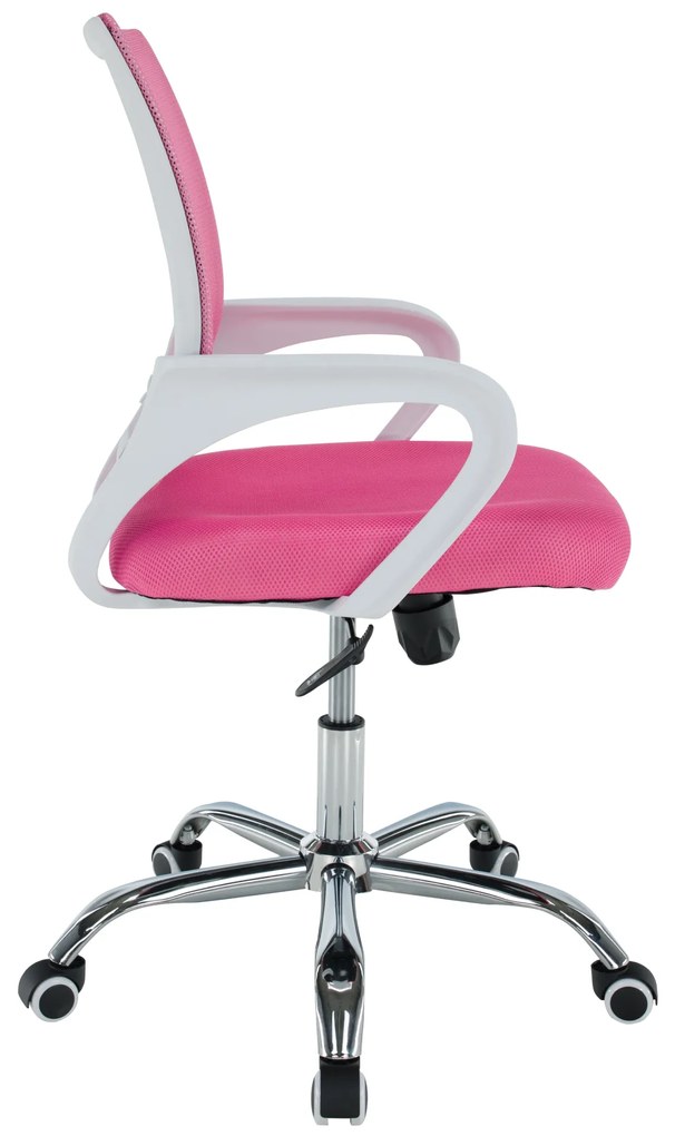 Kancelářská židle Sanaz TYP 2 látka růžová, plast bílý, kov chrom