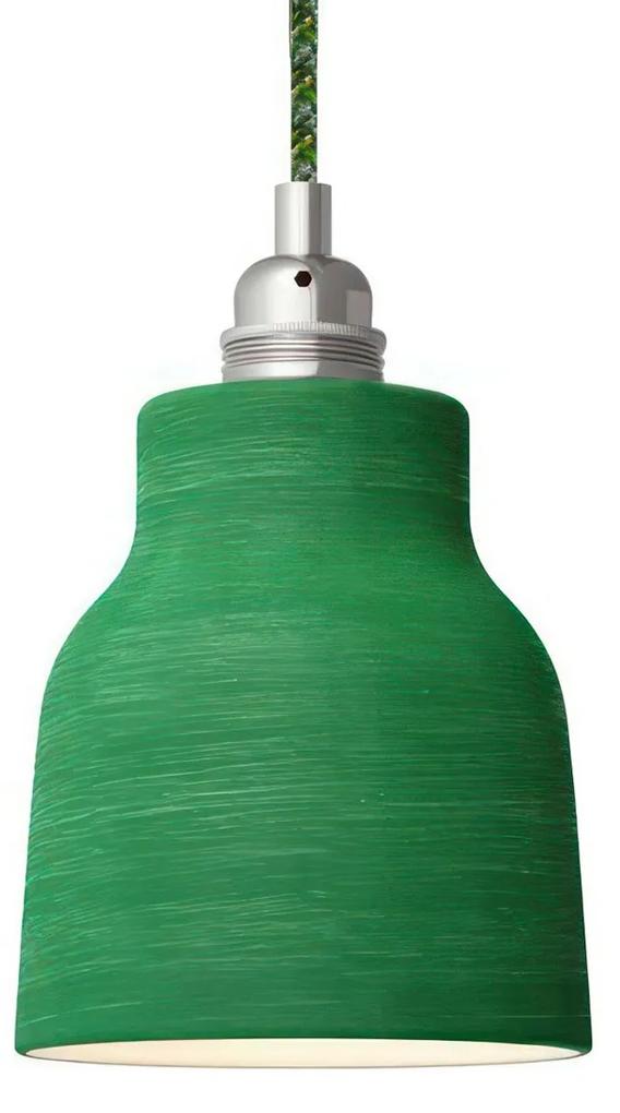 creative cables Závěsná lampa s textilním kabelem, keramickým stínidlem tvaru vázy s kovovými detaily Barva: Betonový efekt-bílá