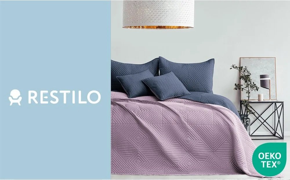 Růžový/tmavě šedý prošívaný přehoz z mikrovlákna 240x260 cm Softa – Restilo