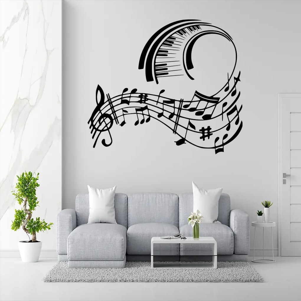 Živá Zeď Samolepka na zeď Skladba pro klavír Barva: černá, Velikost: 80 x 69 cm