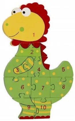 Dřevěné puzzle puzzle s čísly - dinosaurus