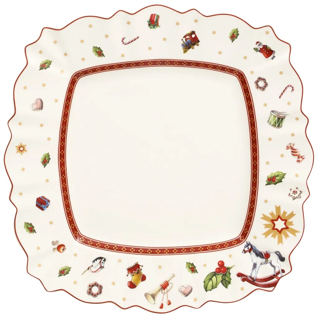 Vánoční mělký talíř TOY'S DELIGHT čtvercový, bílý