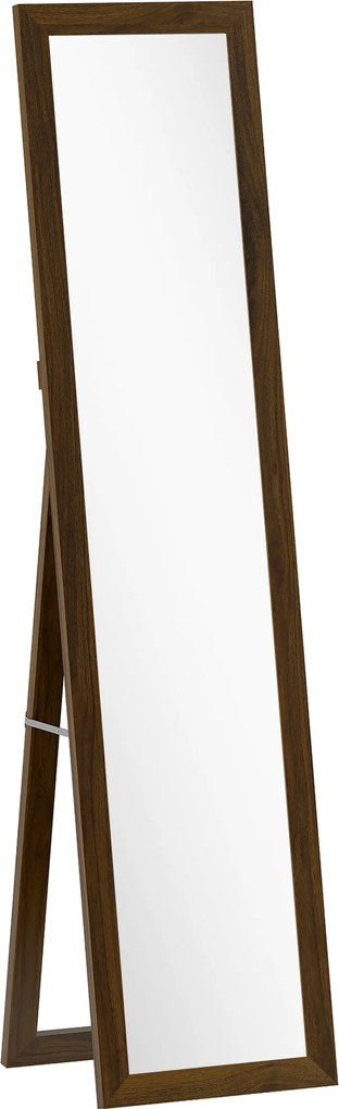 HOMCOM Plné tělo zrcadlo 157x37 cm s MDF rámem, stojící s nakloněním nebo závěsné, ořech