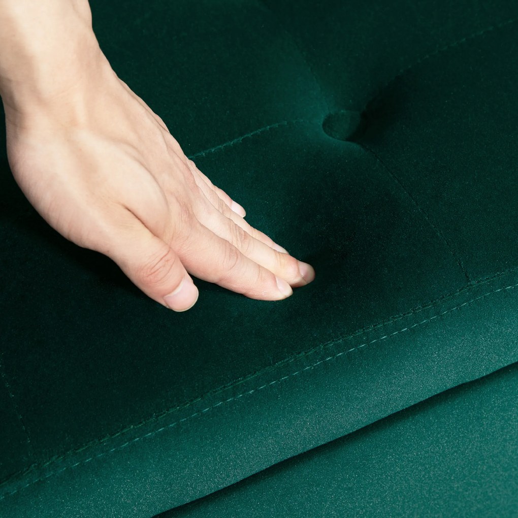 HOMCOM Luxusní sedací lavice Čalouněná lavice s úložným prostorem Područky Truhlicová lavice Sametový polyester kaučukovník Zelená 107 x 42 x 65 cm