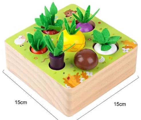 Montessori vzdělávací hračka - záhonek se zeleninou Varianta: 15x15 cm, různá zelenina
