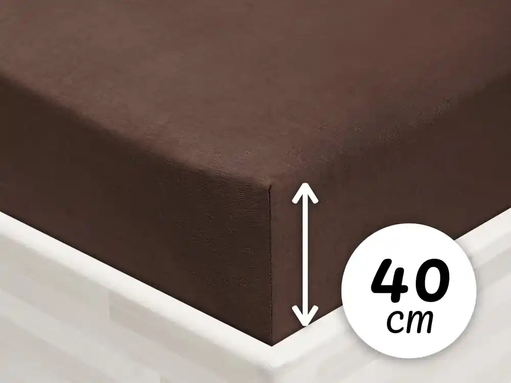 Jersey napínací prostěradlo na extra vysokou matraci JR-026 Čokoládově  hnědé 80 x 200 - výška 40 cm | BIANO