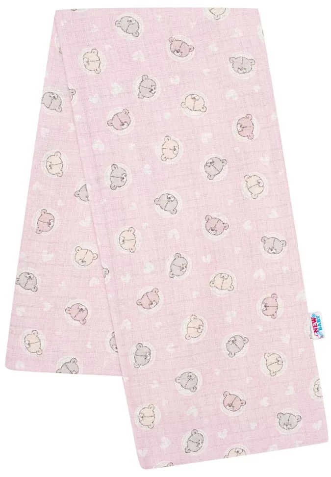 Bavlněná plena s potiskem New Baby růžová malí medvídci