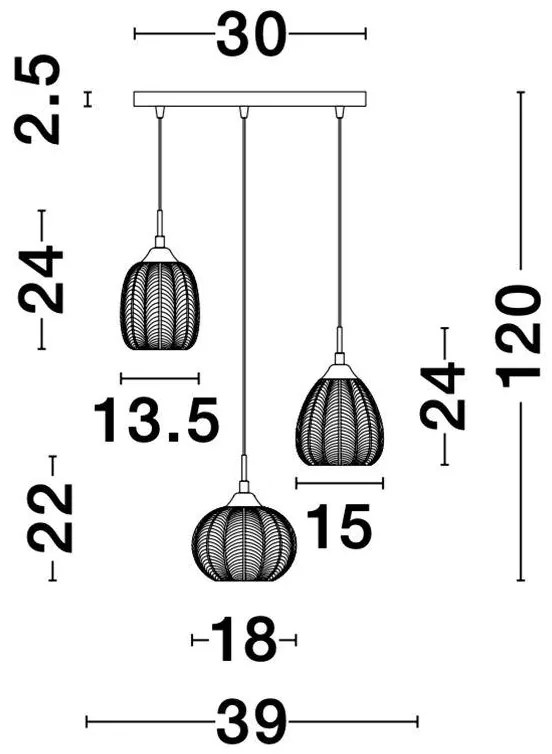 Nova Luce Závěsné svítidlo VARIO čiré sklo a saténový zlatý kov E27 3x12W