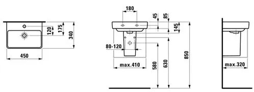 Laufen Pro S Umyvadlo 34 x 45 cm, bílá LCC H8159614001041