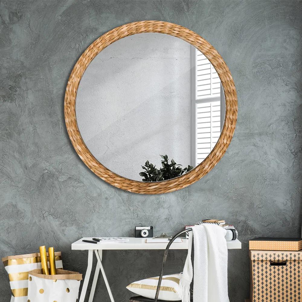 Kulaté dekorativní zrcadlo na zeď Reed textura fi 100 cm