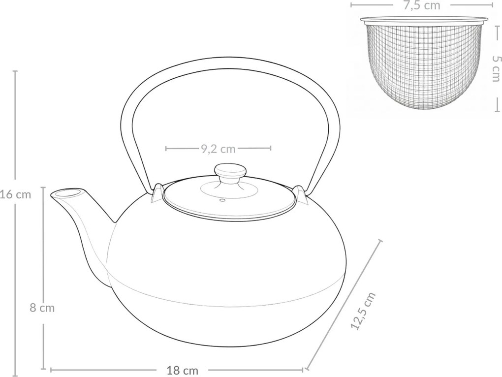 Litinová čajová konvice s filtrem NOMI, 800 ml, bílá