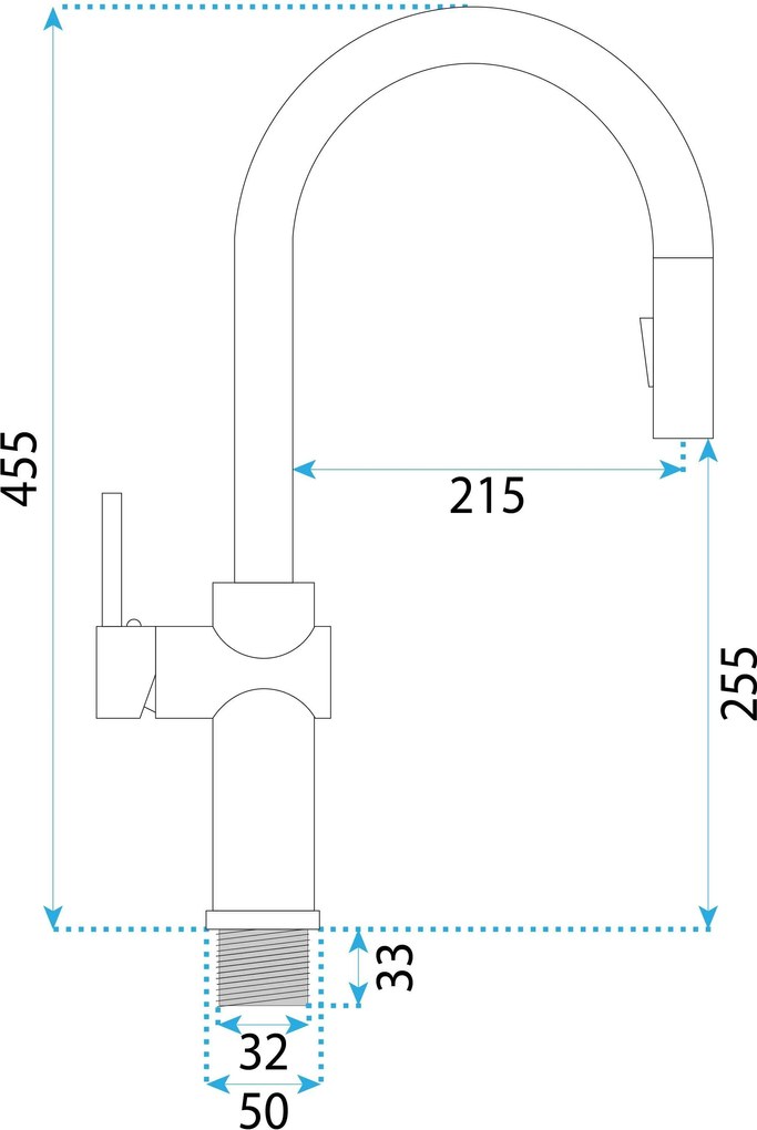 Rea Fresh High, vysoká kuchyňská baterie s výsuvnou sprškou, zlatá matná, REA-B7201