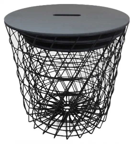 Příruční stolek BATIS TYP 2 MDF barva grafit, kov černý lak