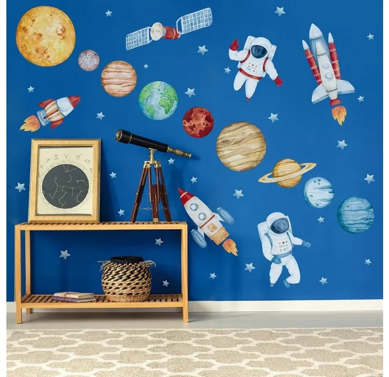 Gario Dětská nálepka na zeď Solar system - planety, astronauti, satelit ...