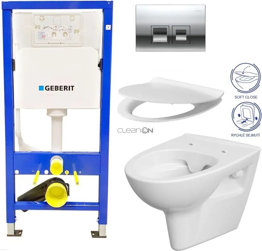 AKCE/SET/GEBERIT - SET Duofix Sada pro závěsné WC 458.103.00.1 + tlačítko DELTA50 CHROM + WC CERSANIT PARVA CLEANON + SEDÁTKO 458.103.00.1 50CR PA2