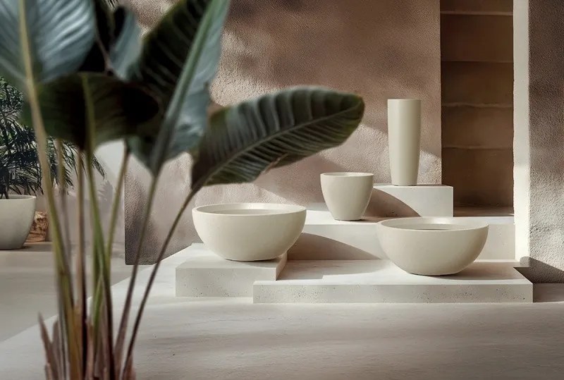 Plastový květináč MOLIOS BOWLS pískový