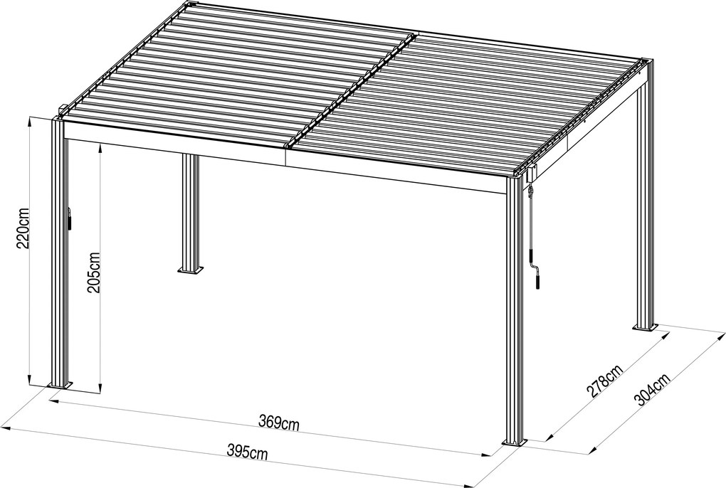 Bioklimatická pergola G21 Austin Premium 4x3 m, antracitová hliníková