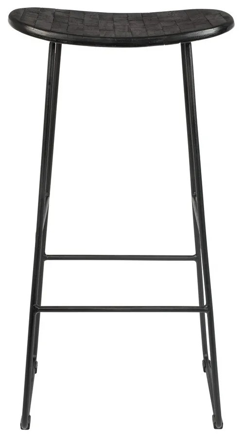 Černá barová stolička z teakového dřeva (výška sedáku 76 cm) Tangle – White Label