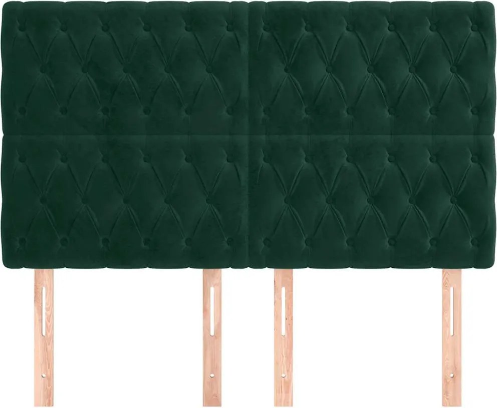 Čelo postele tmavě zelené 144x7x118/128 cm sametové 3116719