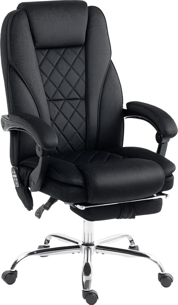 Masážní kancelářské křeslo Vinsetto s vyhříváním — ergonomické, polohovatelné, s nastavitelnou výškou, kabelovým ovládáním, výsuvnou podnožkou a 360°…