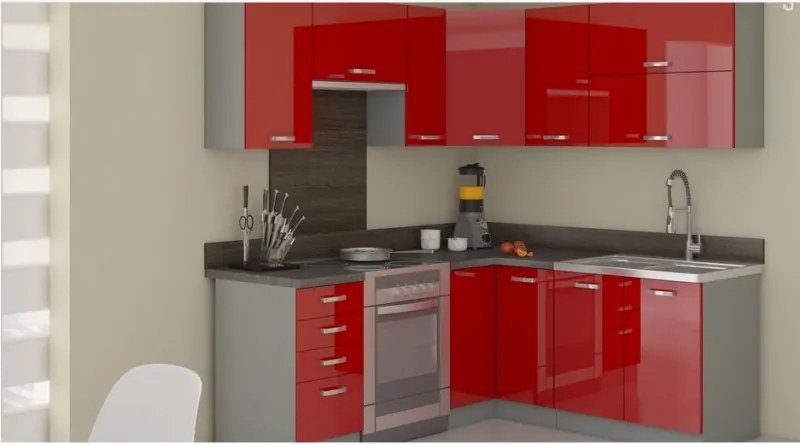 Nábytek Elegance Kuchyňská linka RISSO 120/180 cm = Dolní skříňky: 80cm dřezová, 40cm zásuvková, Horní skříňky: 80cm plná, 40cm, 60cm digestořová
