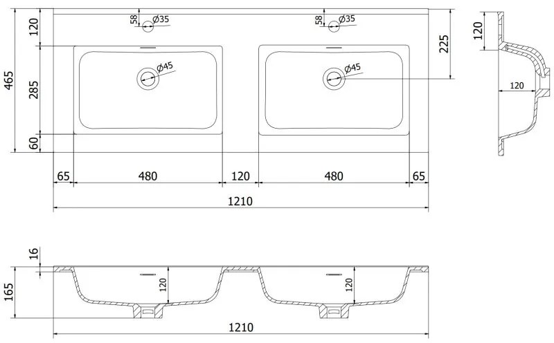 Mexen Otis, dvojumyvadlo pro zapuštění 121 x 46,5 cm, bílá lesklá, 25181200D