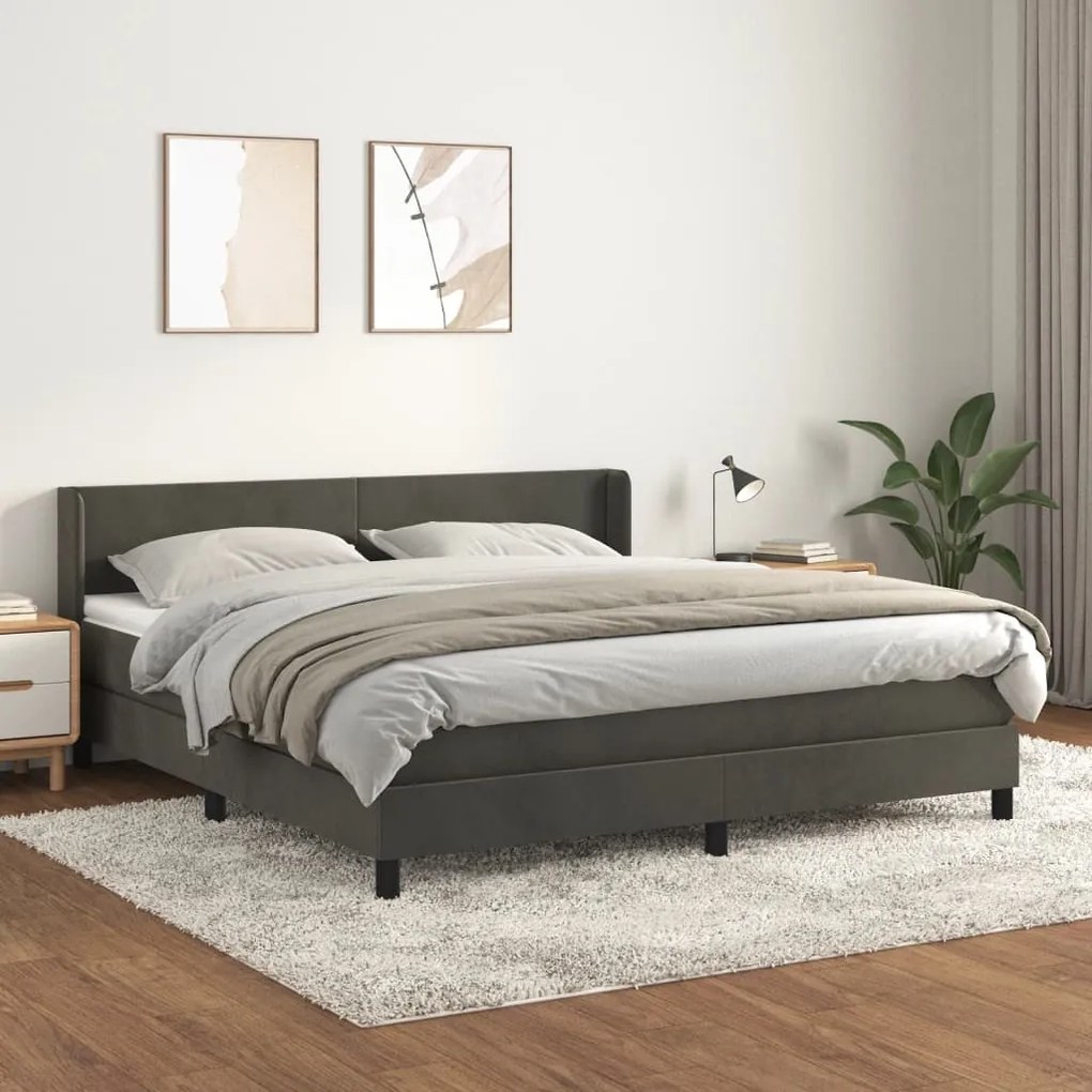 Box spring postel s matrací tmavě šedá 160x200 cm samet 3130848