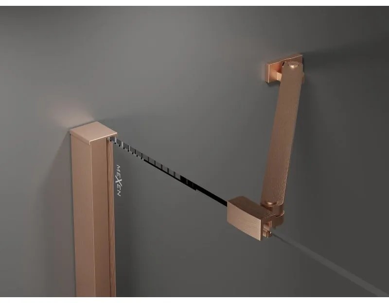 Mexen Velar Duo, posuvné sprchové dveře do otvoru 170 cm, 8mm sklo námraza, měděná matná, 871-170-000-32-65