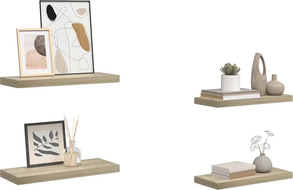 Plovoucí nástěnné police 4 ks dub 60 x 23,5 x 3,8 cm MDF 323876