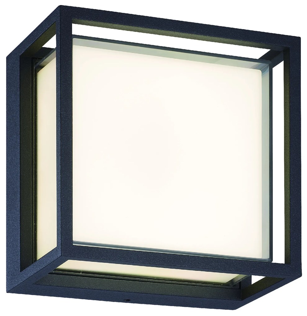 Mantra 7060 Chamonix, stropní/nástěnné venkovní svítidlo, 9W LED 3000K, šedá, 16,8x16,8cm, IP65