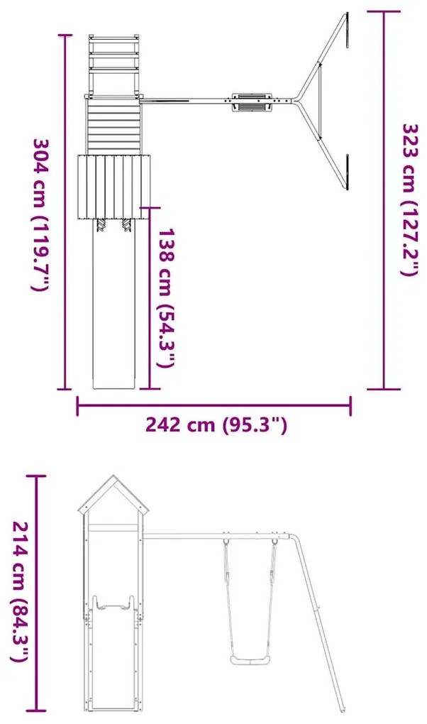 vidaXL Dětské hřiště na zahradu masivní borové dřevo