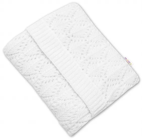 Luxusní bavlněná háčkovaná deka, dečka. ažurková LOVE, 75x95cm - bílá