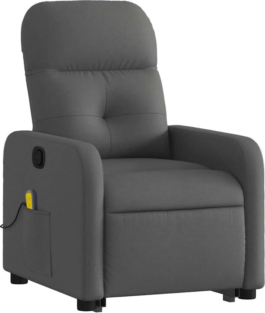 Zvedací masážní polohovací křeslo tmavě šedé textil 3206805