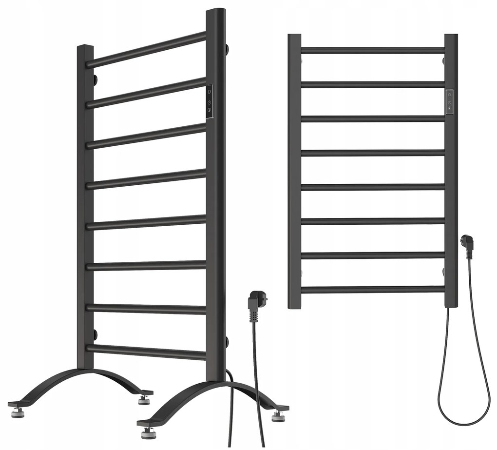 Gamma Erga Pago, elektrické topné těleso 500x800 mm s digitálním termostatem na postavení nebo na zeď, 200W, černá matná, ERG-LAV-GRZE-E-ST88080500-BK
