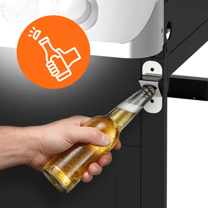BPS-koupelny Plynový BBQ gril s boční plotýnkou, poličkou a krycí plachtou - , 2+1 hořák