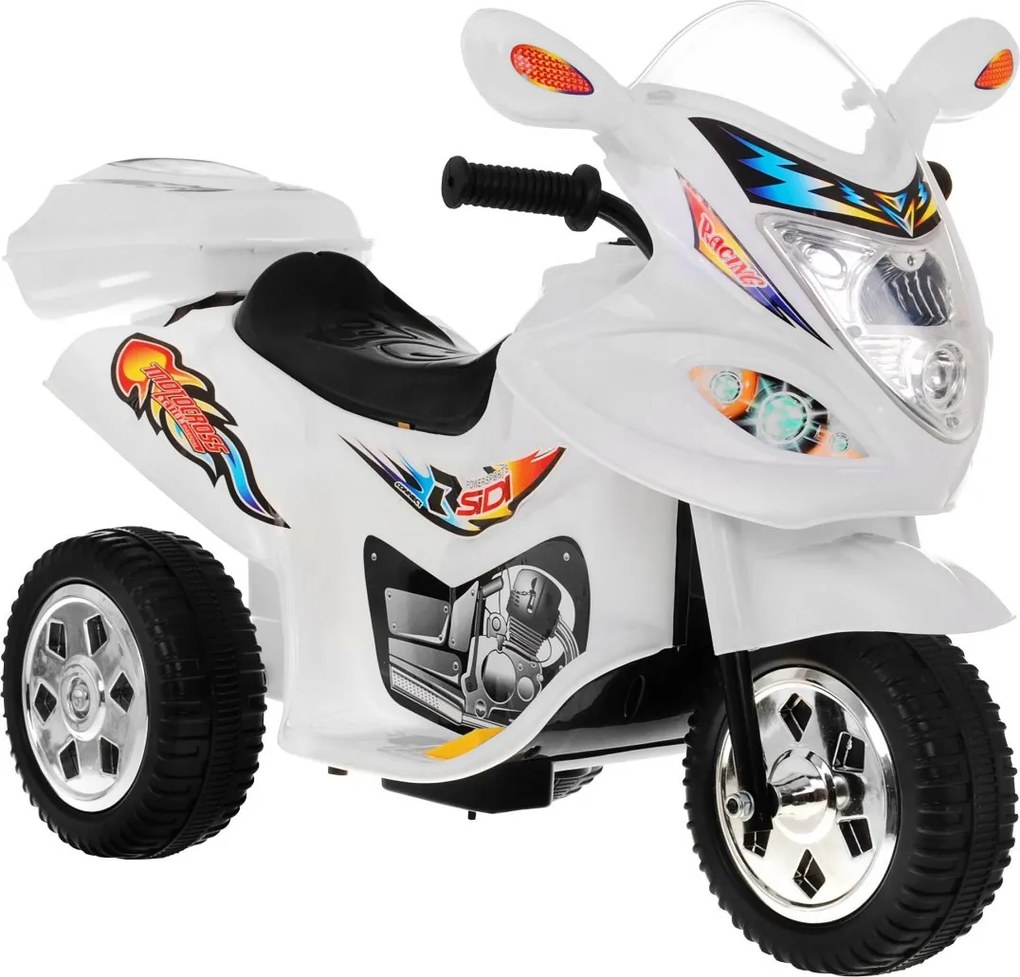 Ramiz Dětská elektrická tříkolka motorka BJX-088 bílá + zvuky + světla