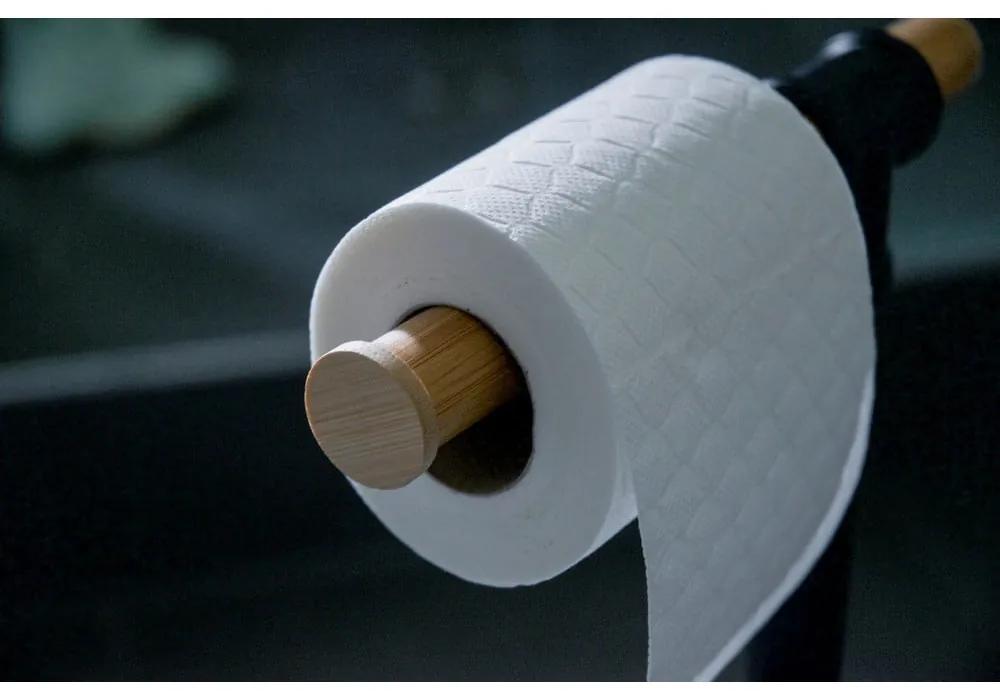 Černý stojan na toaletní papír s toaletním kartáčem Wenko Forli