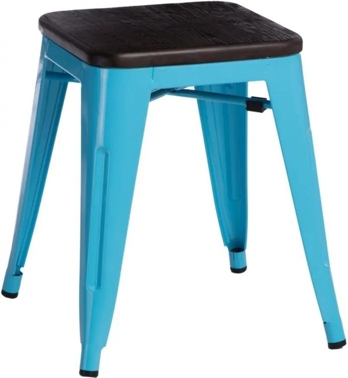 Stolička Tolix 45, modrá/kartáčovaný ořech