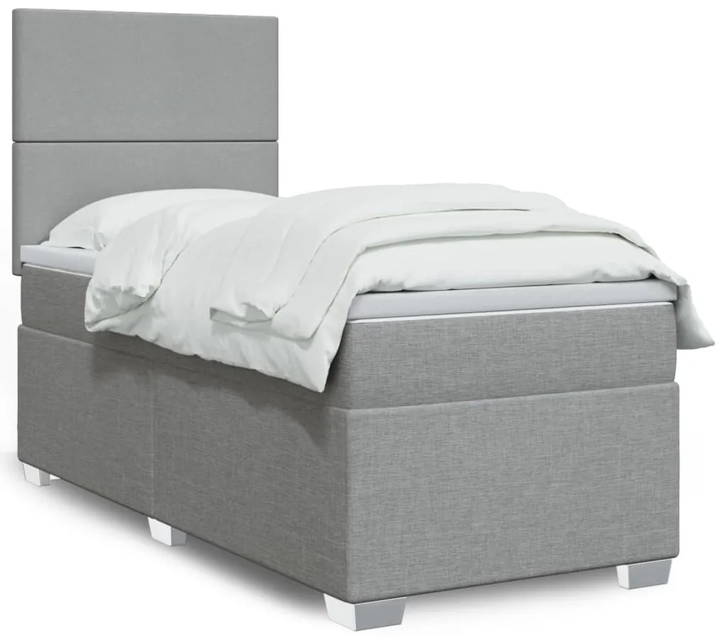 Box spring postel s matrací světle šedá 80 x 200 cm textil 3290308