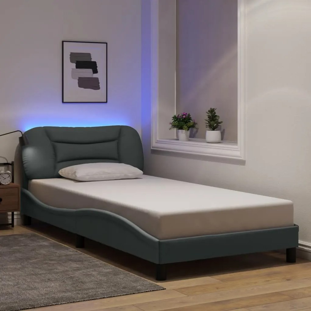Rám postele s LED bez matrace Hvar Světle šedá 100x200 cm Látka 3213683
