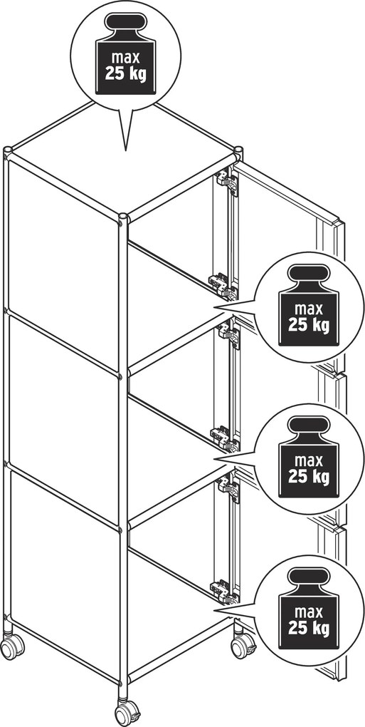 Tchibo - Kovový kontejner na kolečkách CN3 se 3 dvířky - barva: šedá