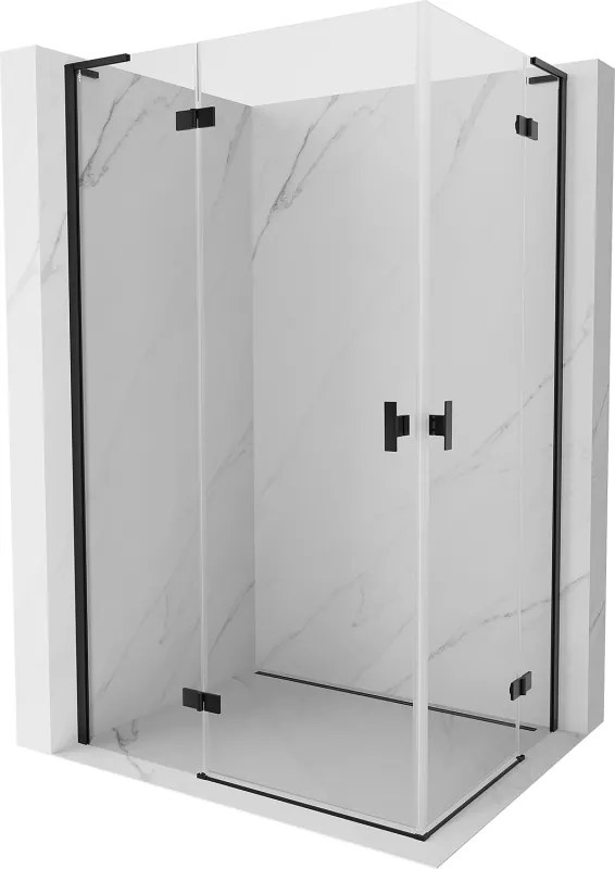 Mexen Mist-H L Duo, 2-křídlý ​​sprchový kout 105 x 100 cm, čiré sklo, černý profil, 8A5L-105L-100P-70-00