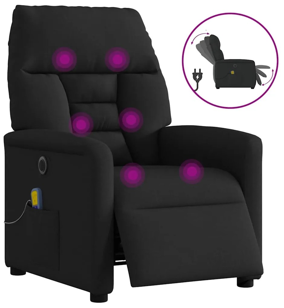 Elektrické masážní polohovací křeslo černé textil 3303024