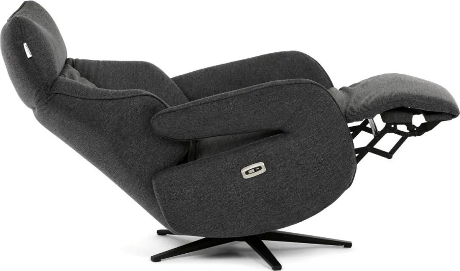 Autronic Relaxační křeslo BILBAO – elektrické zabudované ovládání, šedá, látka