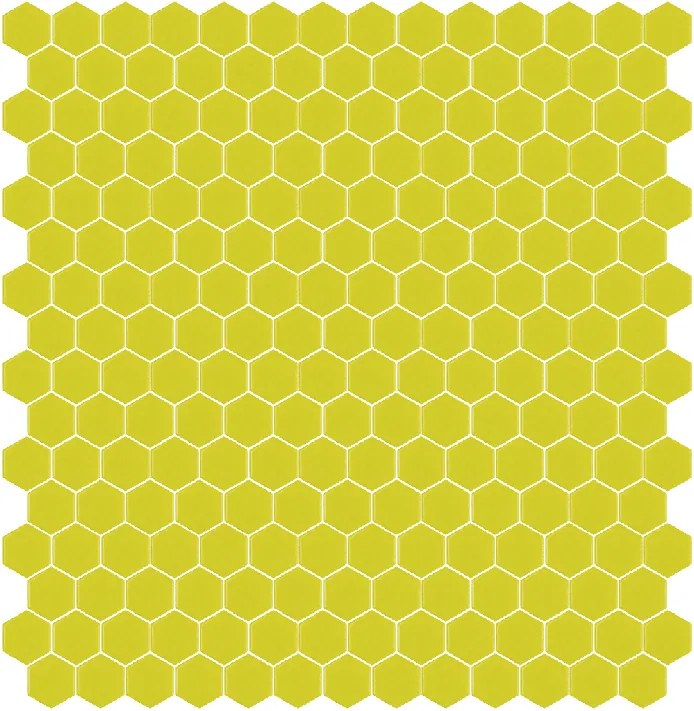 Hisbalit Skleněná mozaika žlutá Mozaika 301C SATINATO hexagony 2,3x2,6 (33,33x33,33) cm - HEX301CLH